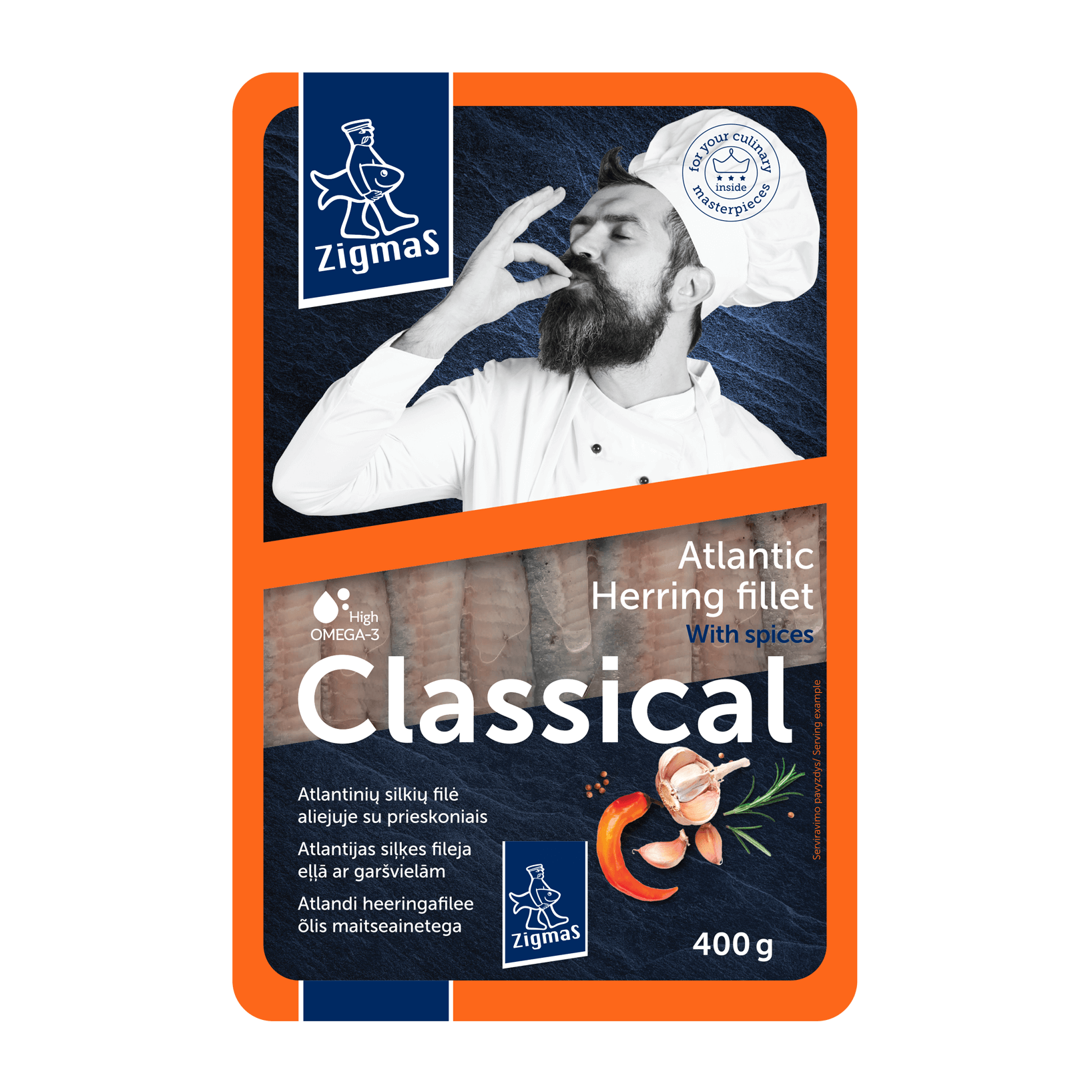 ZIGMAS Classical Atlantic Herring Fillet in Oil with Spices 400g/9pack ...