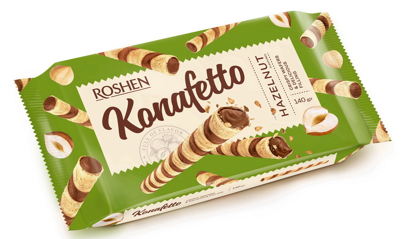 ROSHEN Konafetto Waffle Rolls with Hazelnut Cream Filling 140g/15pack ...